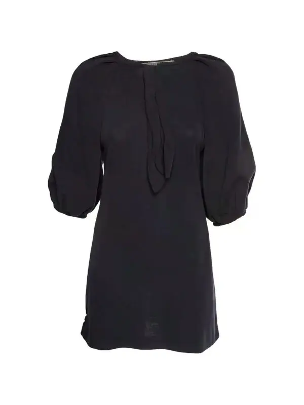 Giambattista Valli Puffed-sleeves Neck-bow Mini Dress - Black