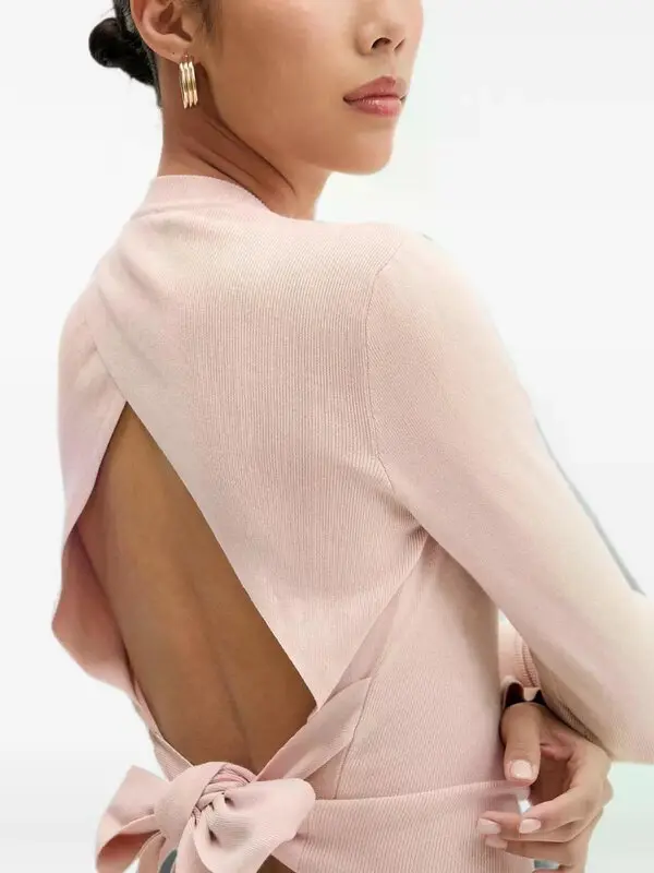 VICOLO Tie-back Ribbed Long-sleeve Top