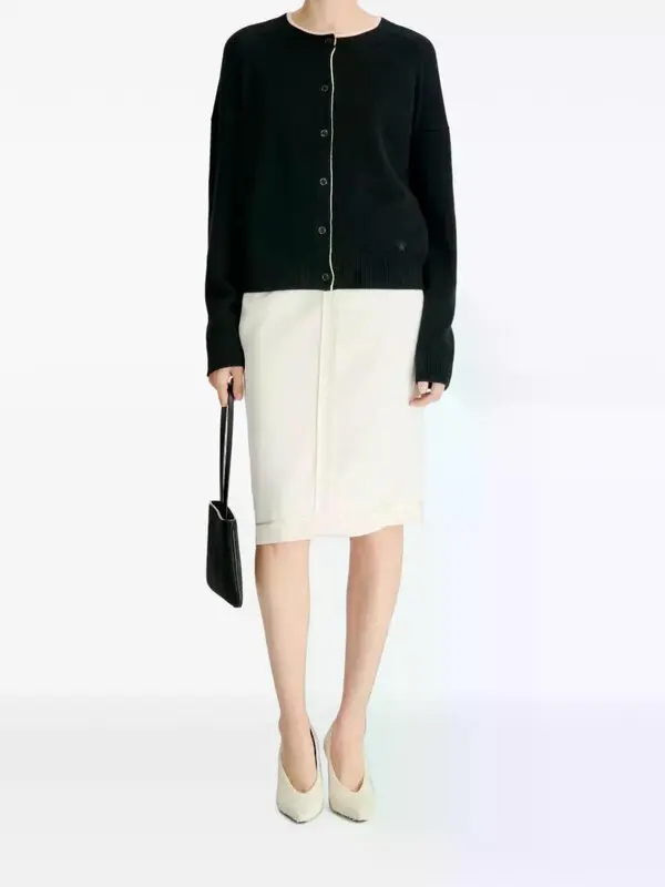 Loulou De Saison Nicola Bicolor Cashmere Cardigan - Black