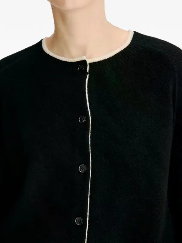 Loulou De Saison Nicola Bicolor Cashmere Cardigan - Black