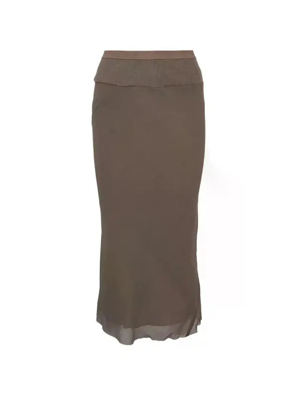 Rick Owens Bias Ribbed-waist Midi Skirt