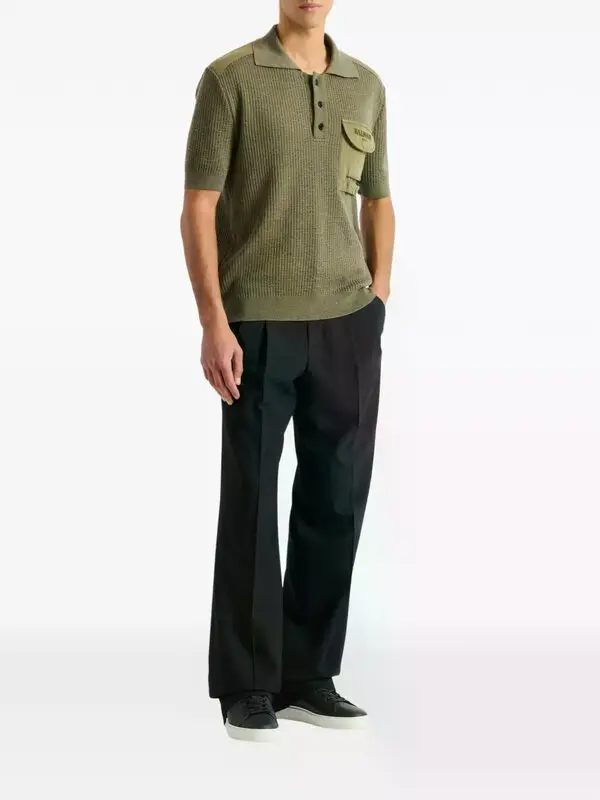 Balmain Vintage Utility Ribbed Knit Polo