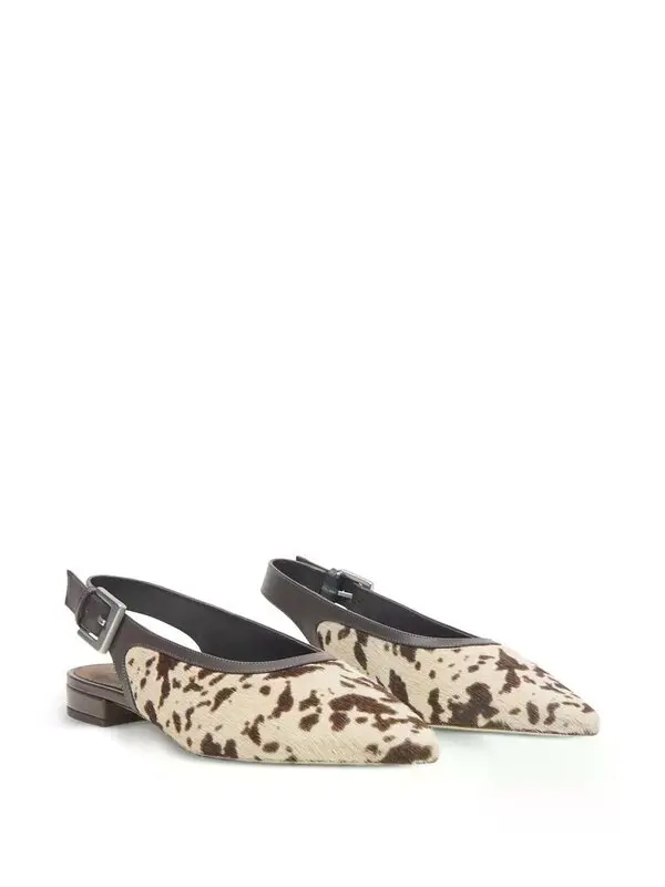 Peserico Cow-print Slingback Pumps - Brown