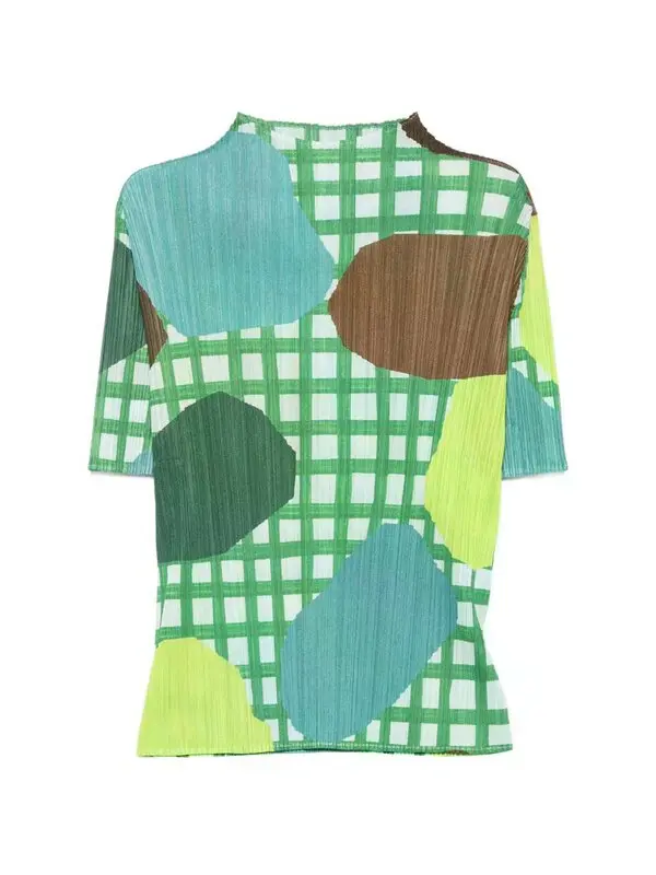 Issey Miyake Short Sleeve High Neck Top - Green