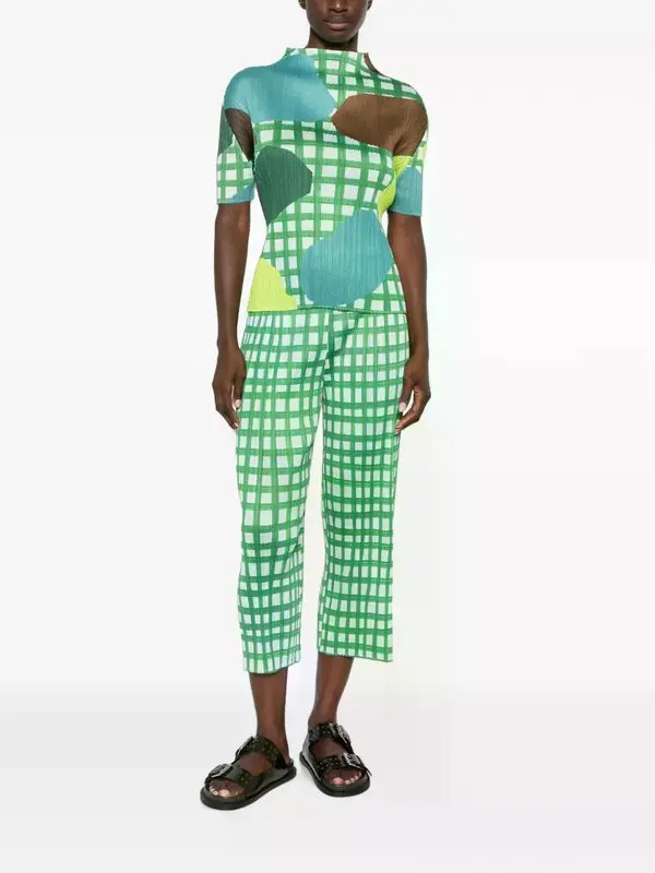 Issey Miyake Short Sleeve High Neck Top - Green
