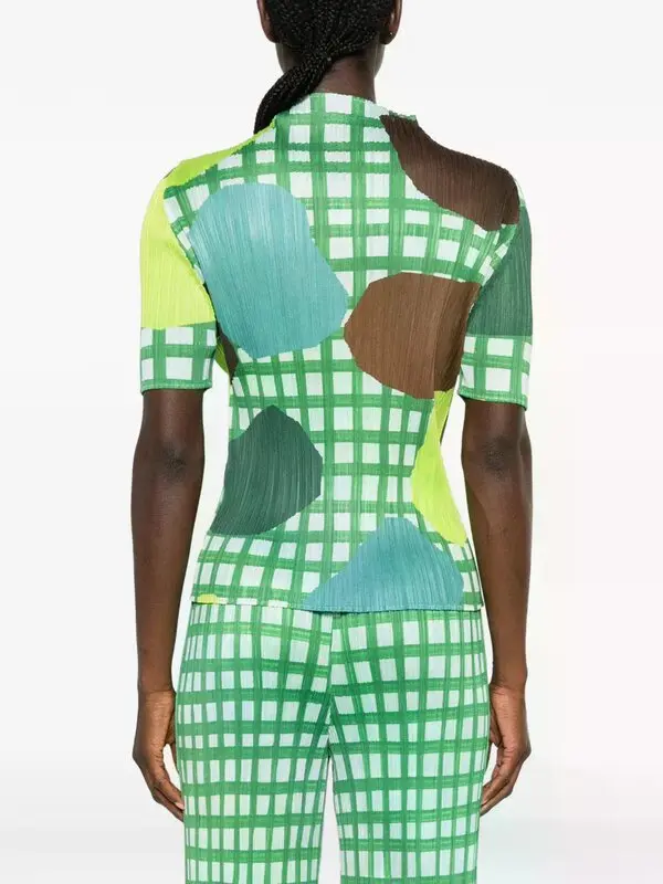 Issey Miyake Short Sleeve High Neck Top - Green