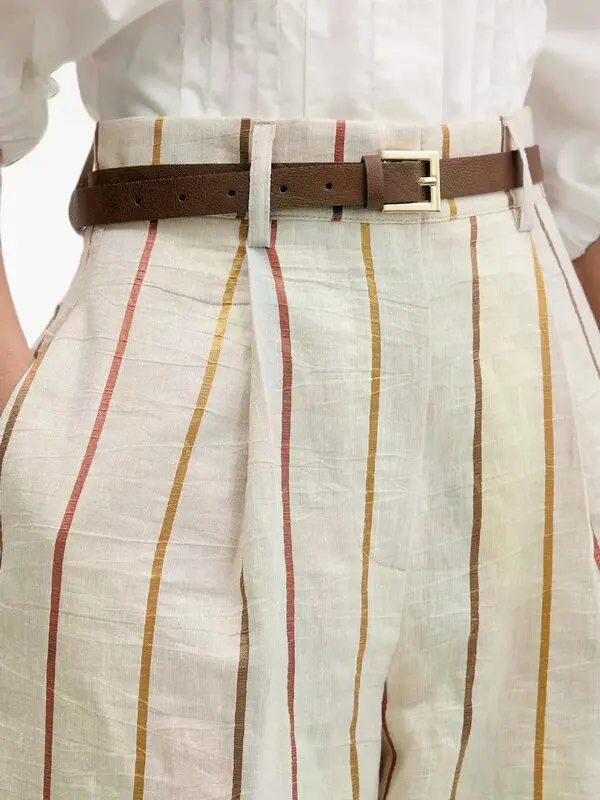 VICOLO Striped Pleated Wide-leg Trousers