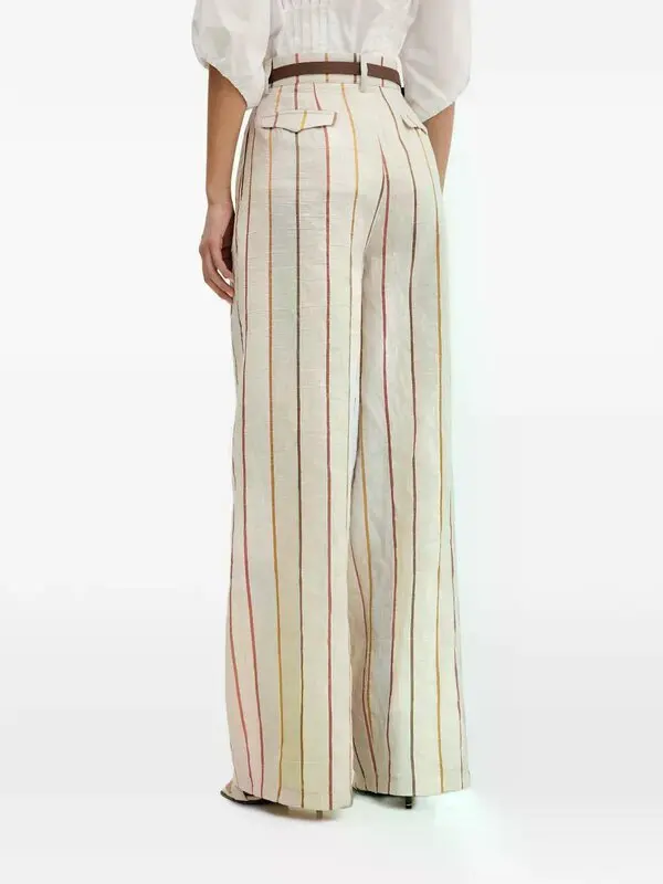 VICOLO Striped Pleated Wide-leg Trousers