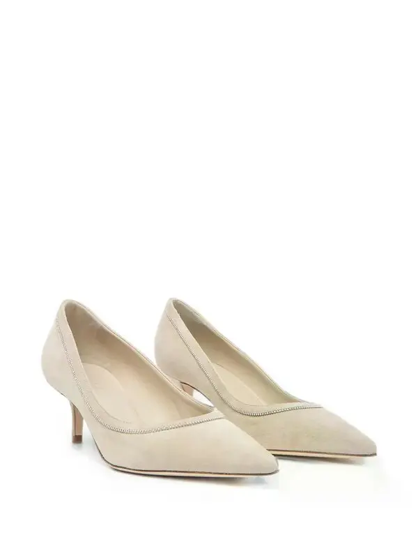 Peserico Monili-chain Suede Heeled Pumps