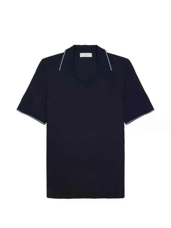 LUIGI GENTILE Contrast-trim Cotton T-shirt - Blue