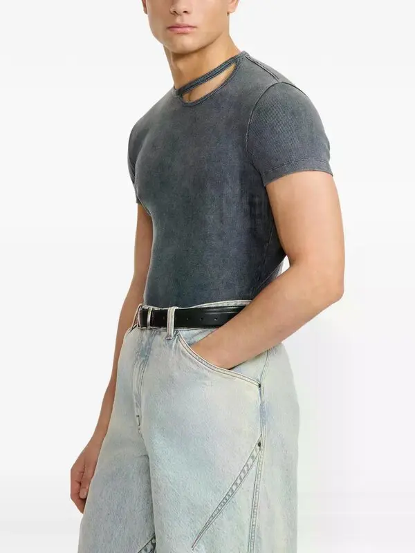 LGN LOUIS GABRIEL NOUCHI Asymmetric Cutout Ribbed T-shirt - Blue