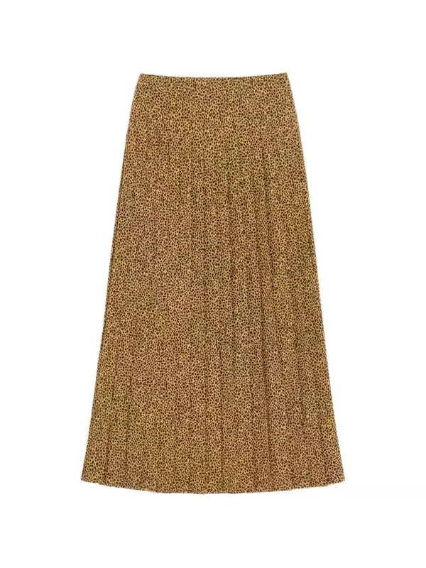 Valentino Garavani Crepe De Chine Skirt With Fauve Eclat Micromacula Print - Neutrals