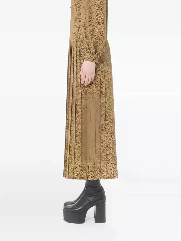 Valentino Garavani Crepe De Chine Skirt With Fauve Eclat Micromacula Print - Neutrals