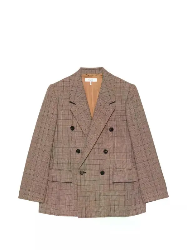 Chloé Double-breasted Checked Wool Blazer