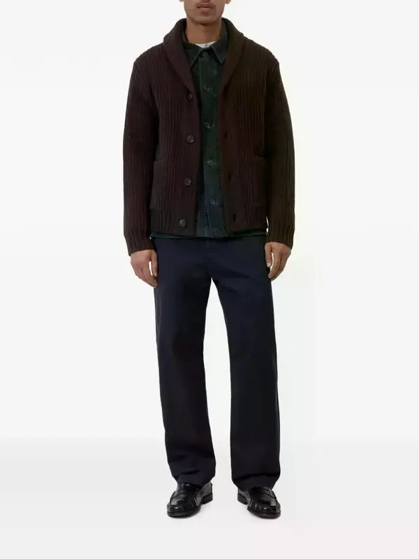 Closed Ribbed Shawl-collar Cardigan