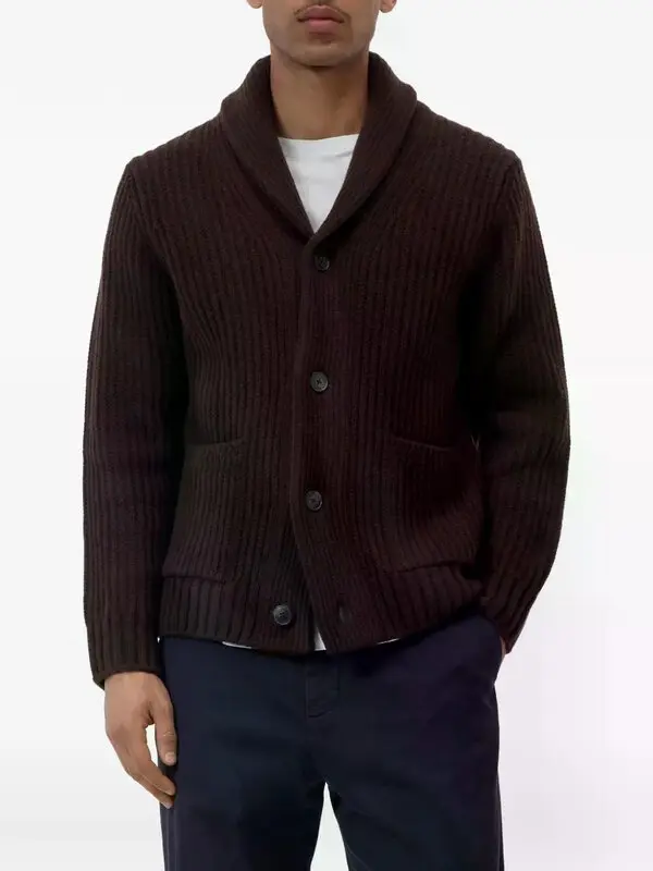 Closed Ribbed Shawl-collar Cardigan