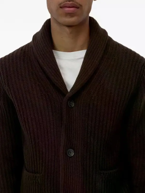 Closed Ribbed Shawl-collar Cardigan