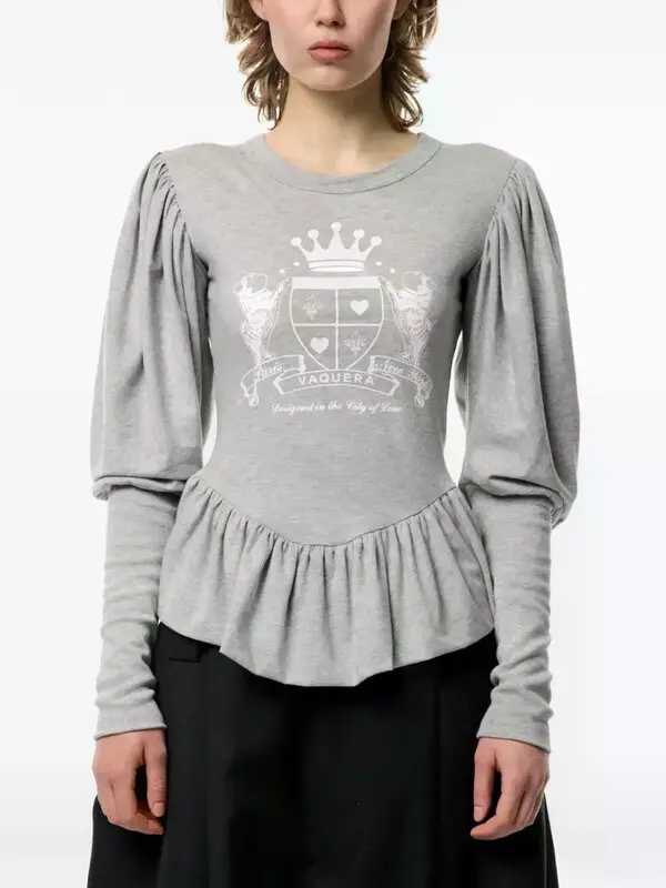 Vaquera Romantic Crest-print Peplum T-shirt
