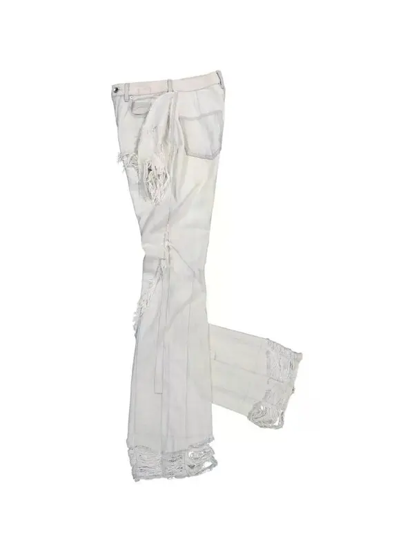 Rick Owens Slivered Bootcut Frayed Jeans