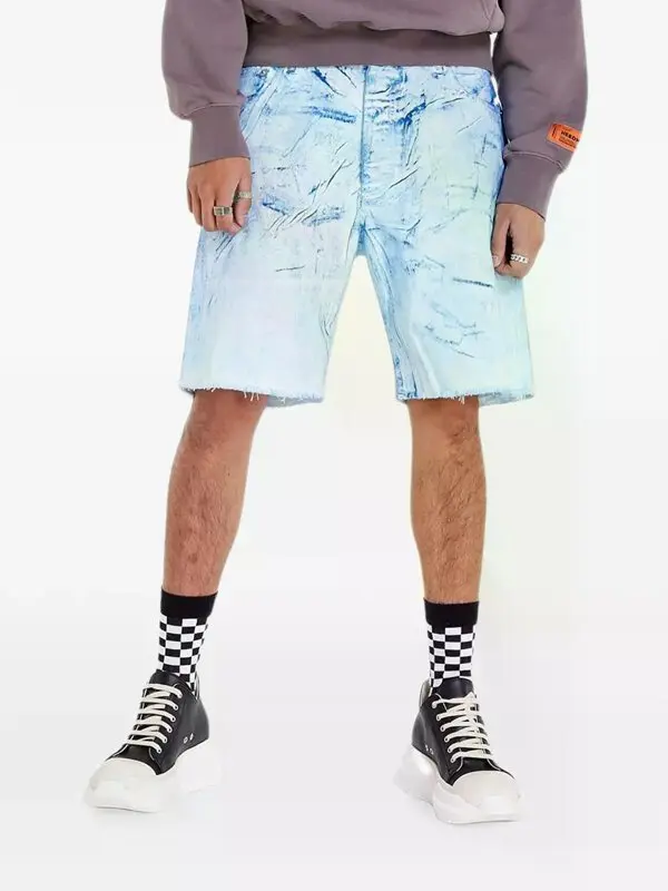 Heron Preston Overdyed Raw-edge Shorts - Blue