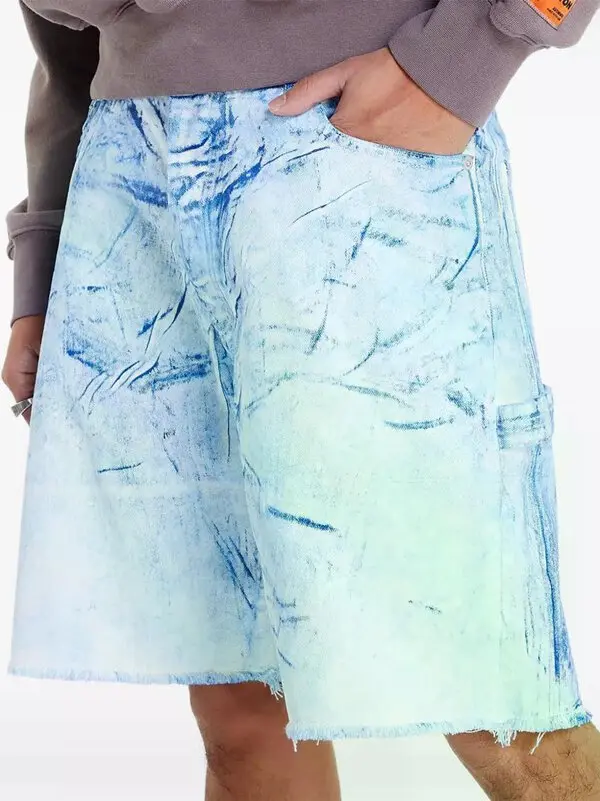 Heron Preston Overdyed Raw-edge Shorts