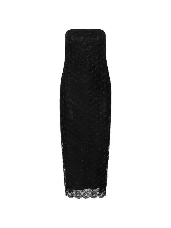 ROTATE BY BIRGER CHRISTENSEN Bead-embellished Strapless Maxi Dress - Black
