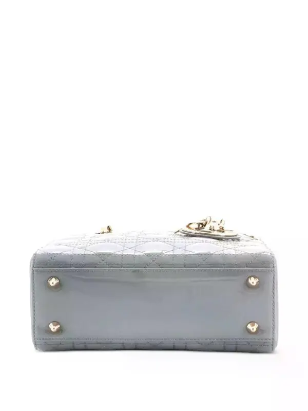 Dior Lady Bag Cannage Quilt Patent Small Satchel - Grey