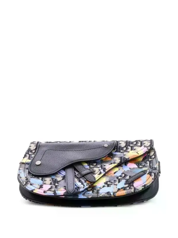 Dior Saddle Messenger Pouch Floral Oblique Canvas Crossbody Bag - Blue