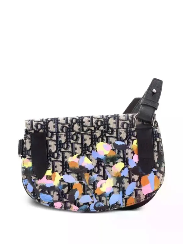 Dior Saddle Messenger Pouch Floral Oblique Canvas Crossbody Bag - Blue