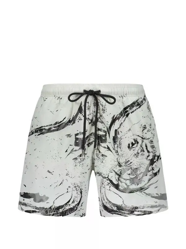 PLEIN SPORT Tiger-print Drawstring Swim Shorts