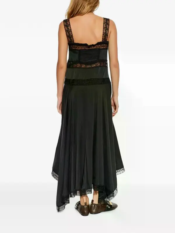 GANNI Lace-trim Pleated Midi Dress
