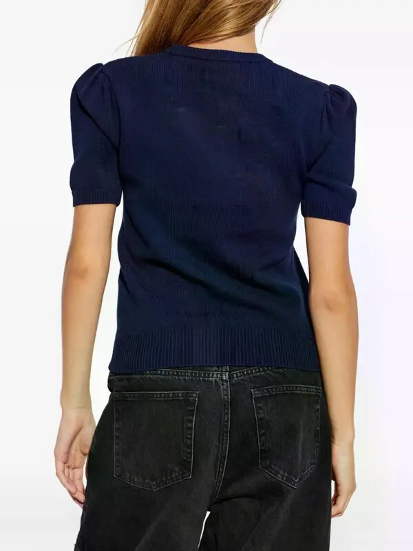 GANNI Slogan Print Puff Sleeve T-shirt