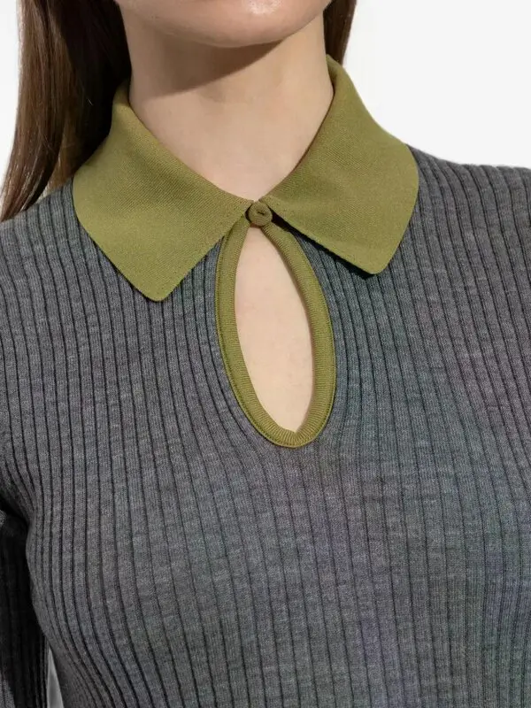 JIL SANDER Ribbed Cut-out Polo Shirt