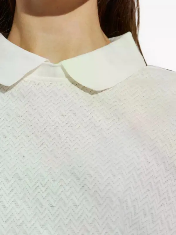 Emporio Armani Chevron-knit Peter Pan-collar Top
