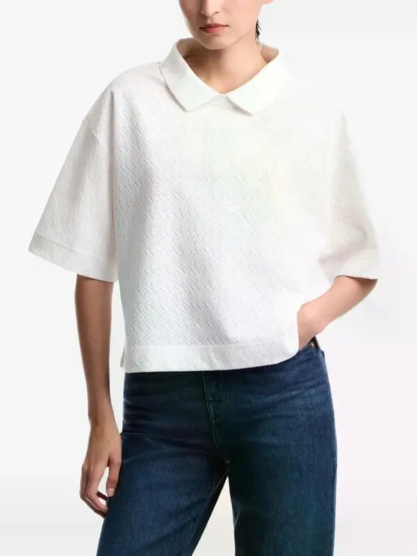 Emporio Armani Chevron Knit Peter Pan Collar Top