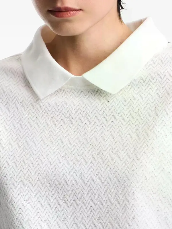 Emporio Armani Chevron Knit Peter Pan Collar Top