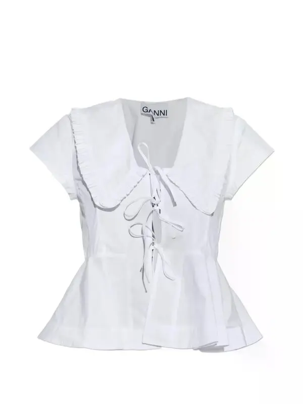 GANNI Ruffled-collar Peplum Blouse