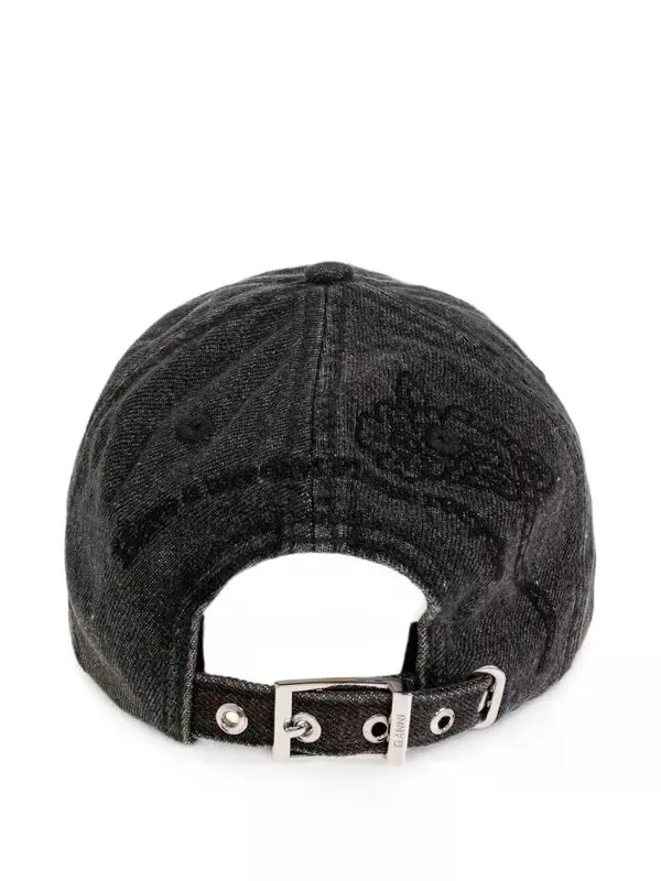 GANNI Logo-embroidered Floral-detail Baseball Cap