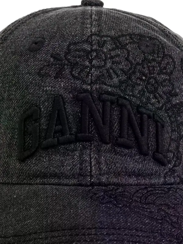 GANNI Logo-embroidered Floral-detail Baseball Cap