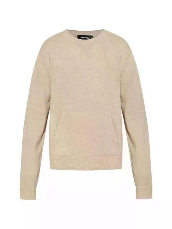 Dsquared2 Logo-embroidered Pouch-pocket Sweater - Neutrals