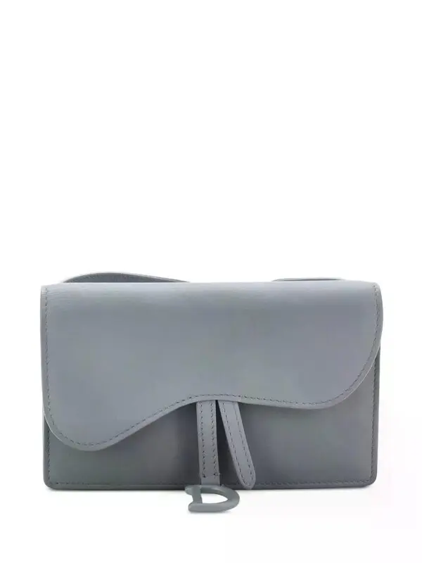 Dior Saddle Rectangular Leather Belt Bag - Grey