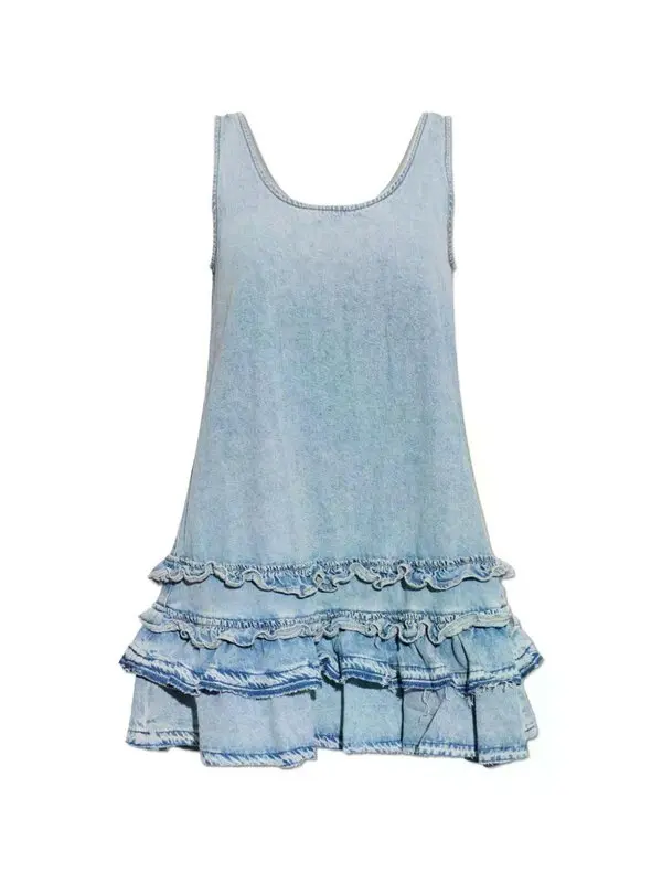 GANNI Ruffled Denim Mini Dress