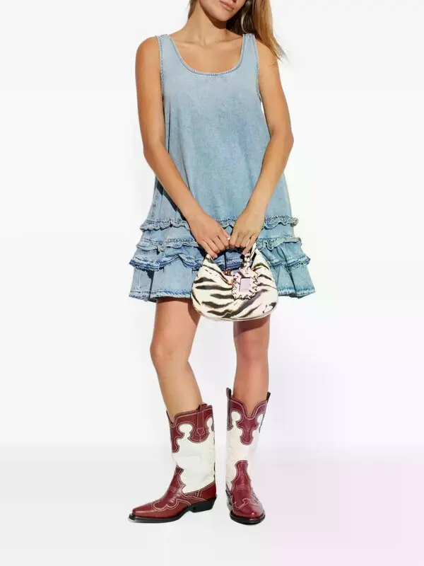 GANNI Ruffled Denim Mini Dress