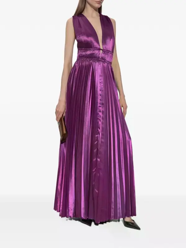 Ulla Johnson Lena Pleated Satin-finish Maxi Dress