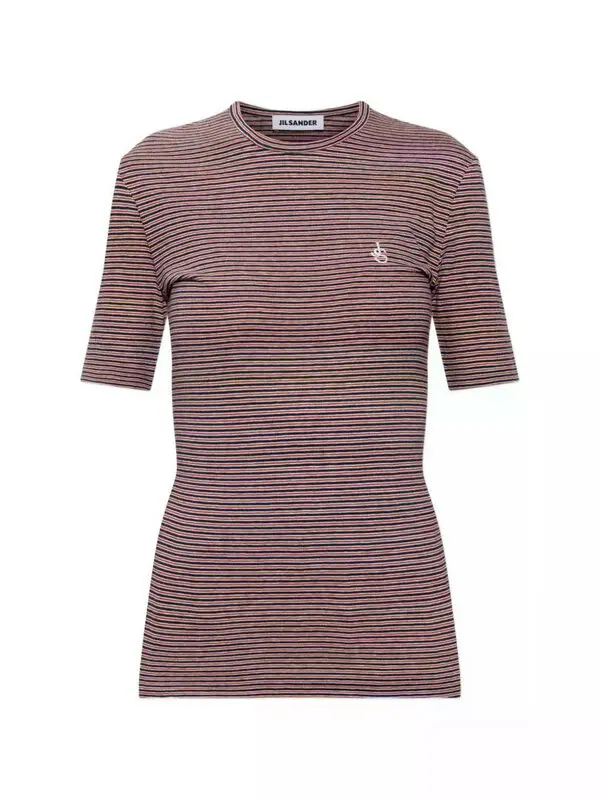 JIL SANDER Striped Logo-embroidered T-shirt - Blue