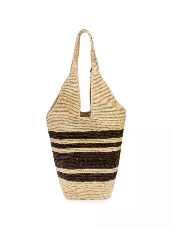 ANINE BING Leah Striped Raffia Tote Bag