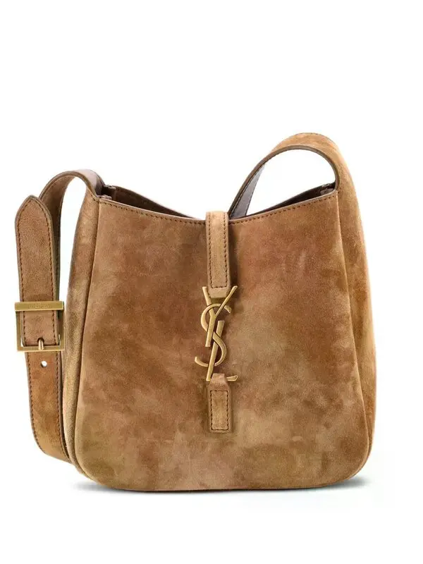 Saint Laurent Le 5 A 7 Supple Suede Baby Hobo Bag - Brown