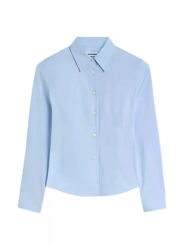 JIL SANDER Fitted Cotton-poplin Shirt - Blue