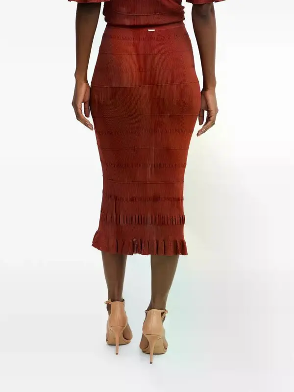 TWINSET Pointelle-knit Ruffled-hem Midi Skirt