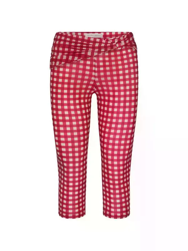 FRAME Casino Capri Gingham Cropped Trousers - Red